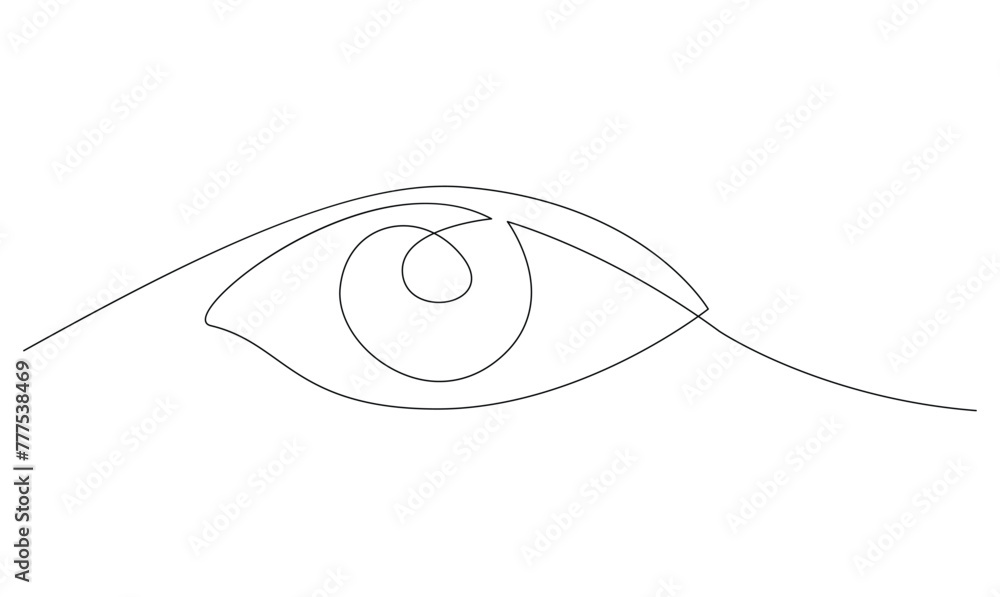 Vector continuous one simple single abstract line drawing of eye with ...