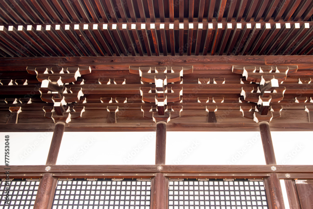 Architectural detail of join between roof structure and beam ...