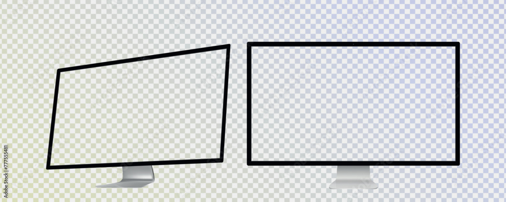 Desktop pc vector mocup. monitor display with blank screen isolated on background. Computer ...