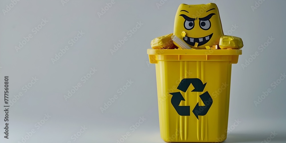 Biohazard Waste Bin Character Highlighting Dangers and Risks of Proper ...