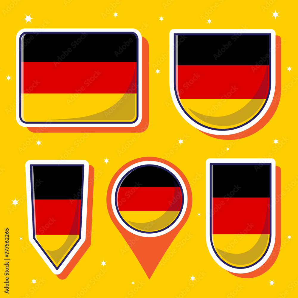 Flat cartoon vector illustration of Germany national flag with many ...