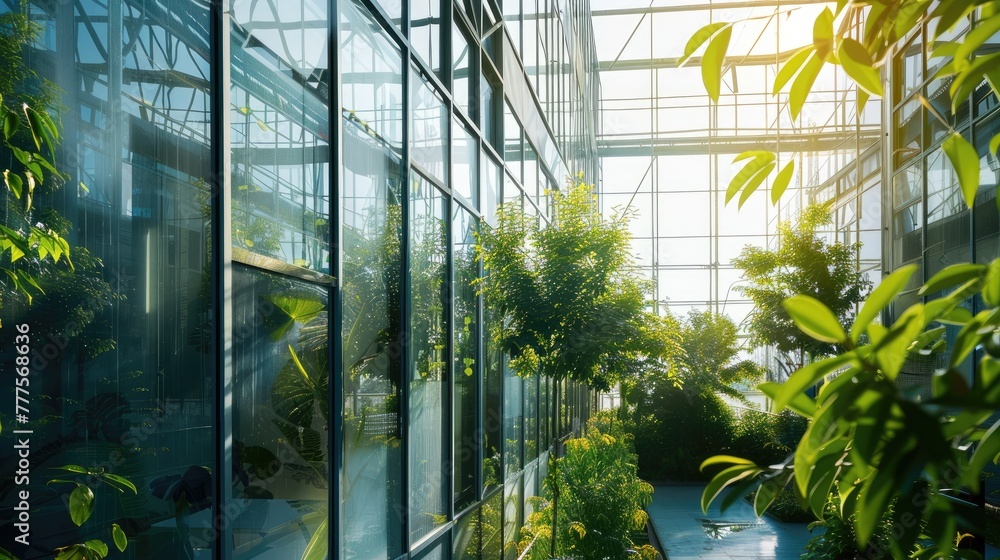 Eco-friendly and sustainable modern factory building in the industrial ...