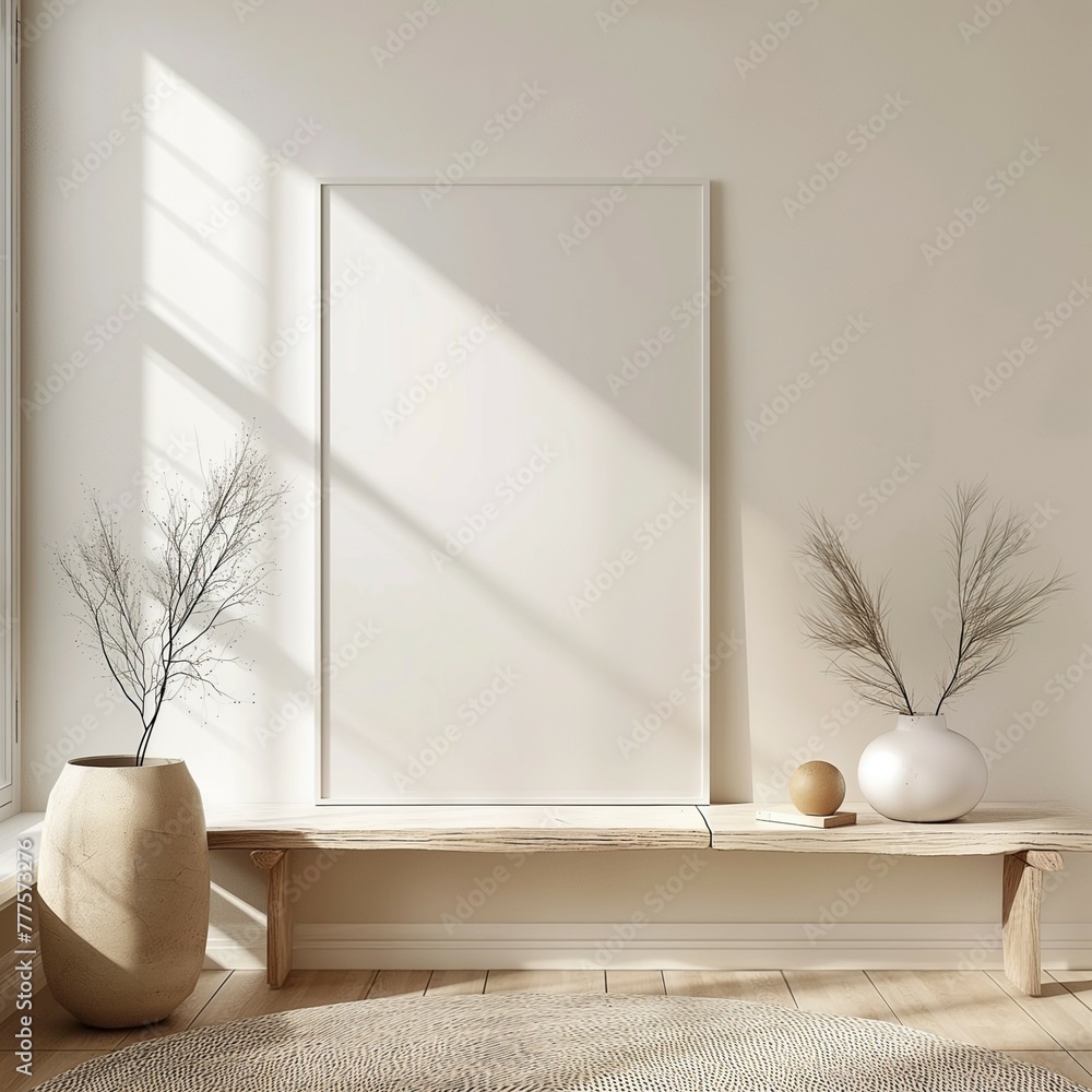 Frame mockup, simple wall background, home room interior background, 3D ...