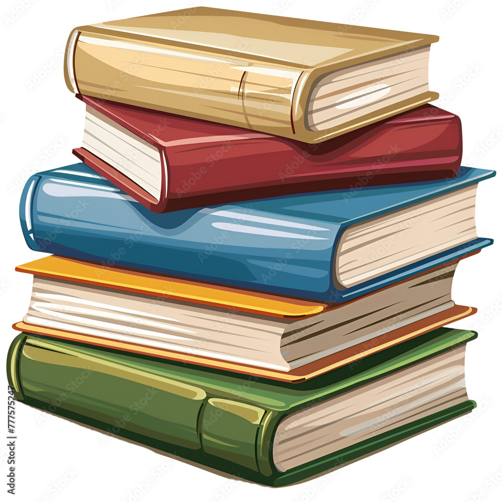 Cartoon Style Books Logo Illustration Transparent Background Perfect ...