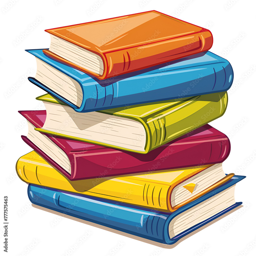 Cartoon Style Books Logo Illustration Transparent Background Perfect ...