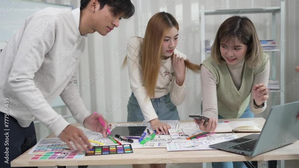 UI Ux designer brainstorming mobile app layout design on creative ...