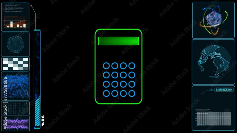 futuristic digital interface with data visualizations and a central ...