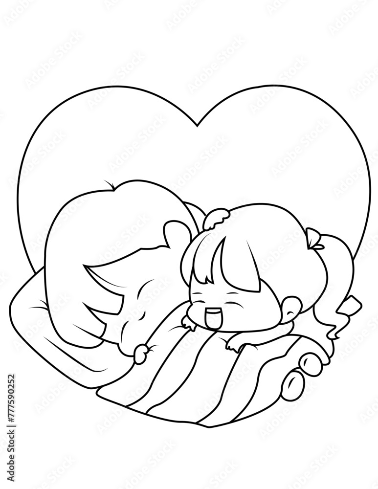Cute couple coloring page Stock Vector | Adobe Stock