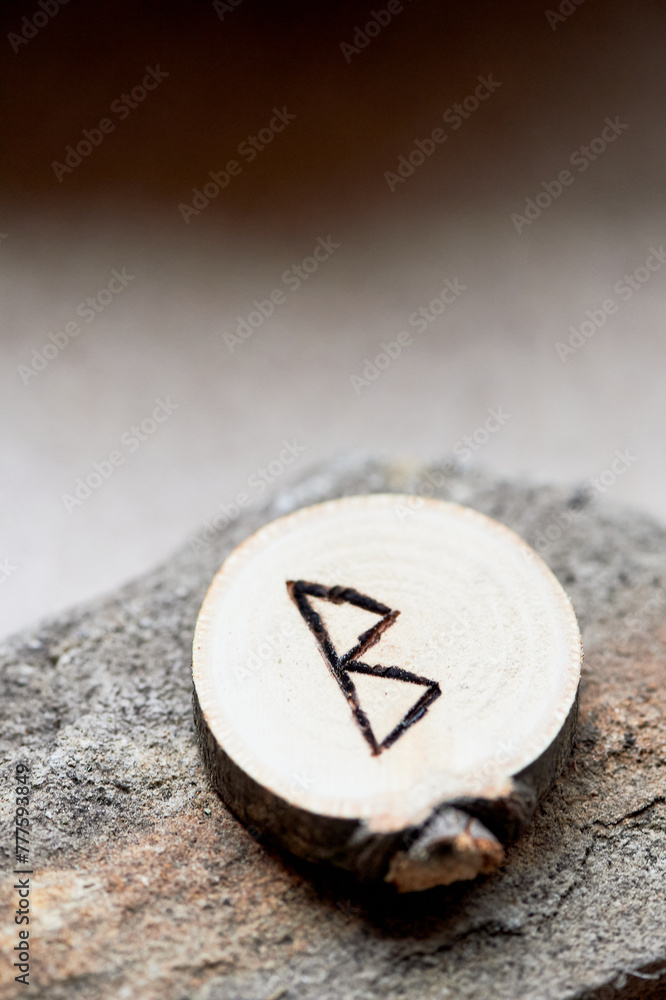 Berkan rune. Wood burning. Rune of feminine strength and fertility ...