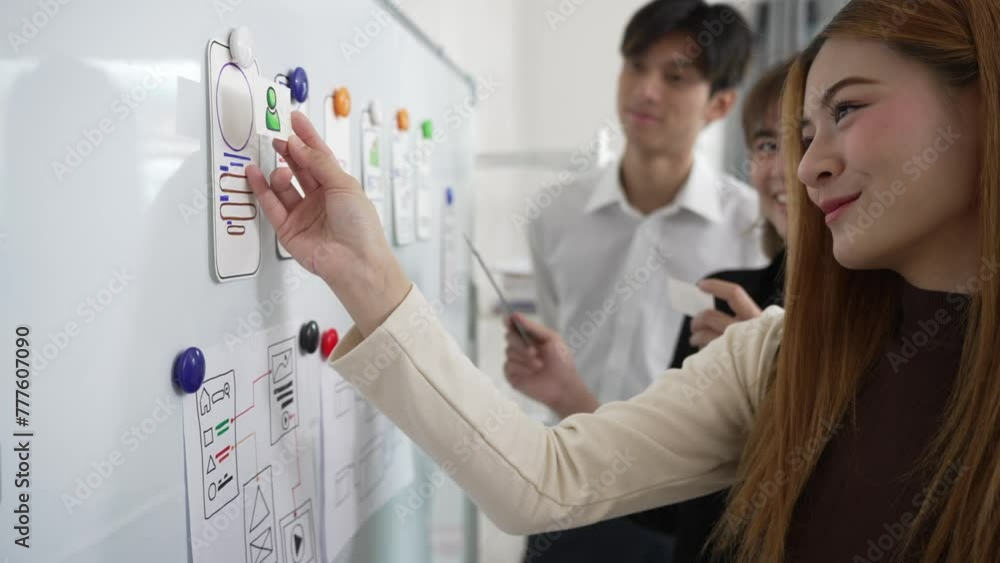 UI Ux designer brainstorming mobile app layout design on creative ...