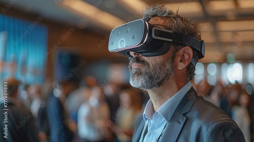 business conference presentation in auditorium convention hall, with ...