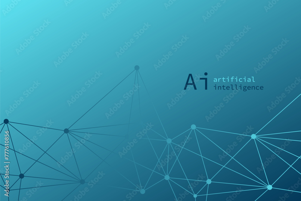 Artificial Intelligence. Triangle gradient background. Abstract network ...