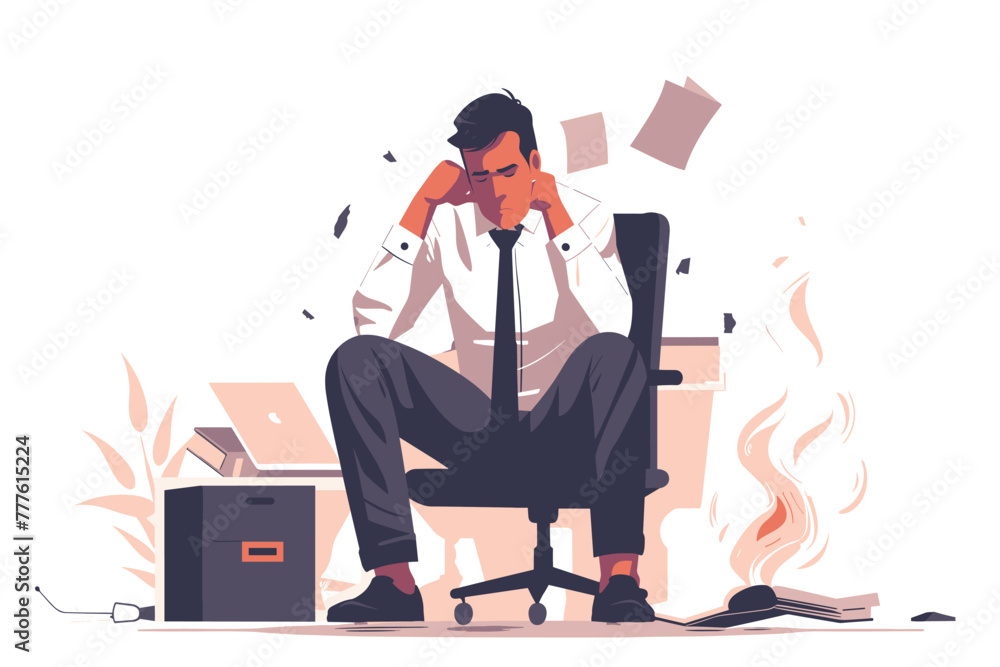 Sad businessman experiencing workplace bullying and toxic environment ...