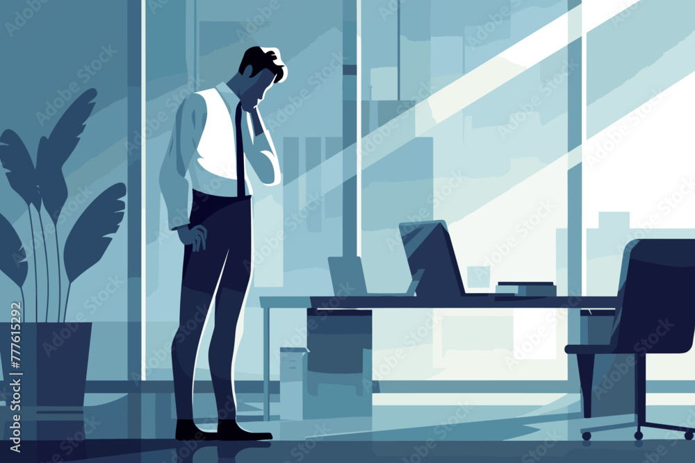 Sad businessman experiencing workplace bullying and toxic environment ...