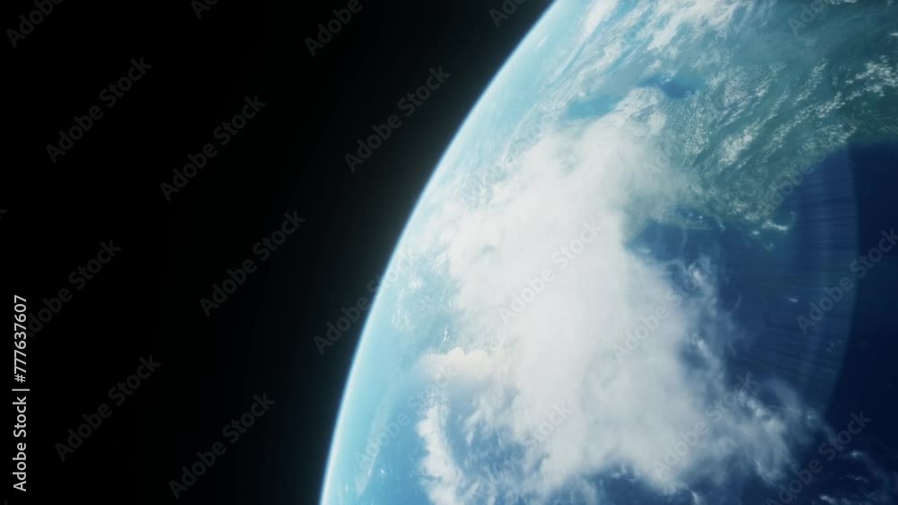 Planet Earth as seen from high in orbit, rotating below in an animated ...