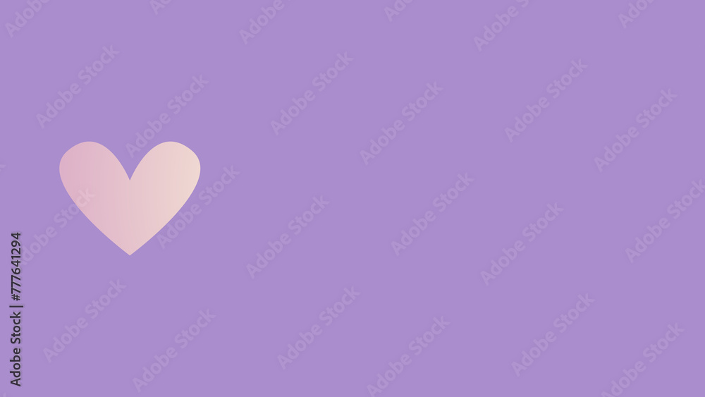 Fundo lilás com um coração disposto a esquerda com espaço negativo para ...