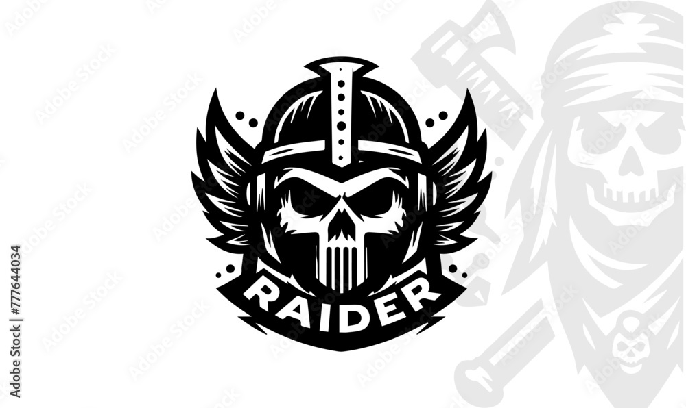 Vector raider skull vector logo unique and striking skull design for ...