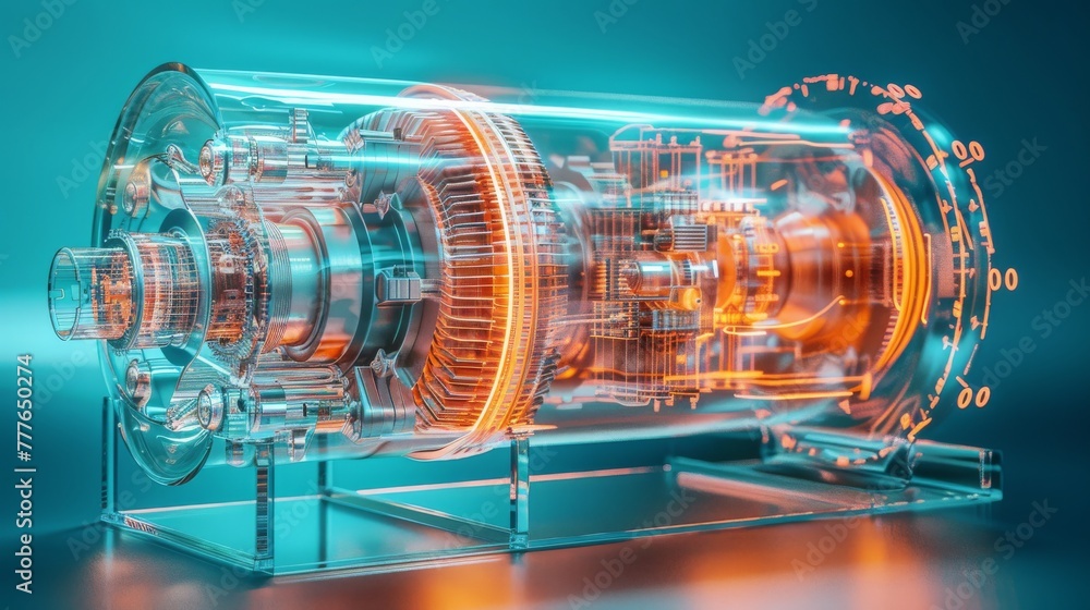 An industrial engine transparent modern high-tech centrifugal electric ...