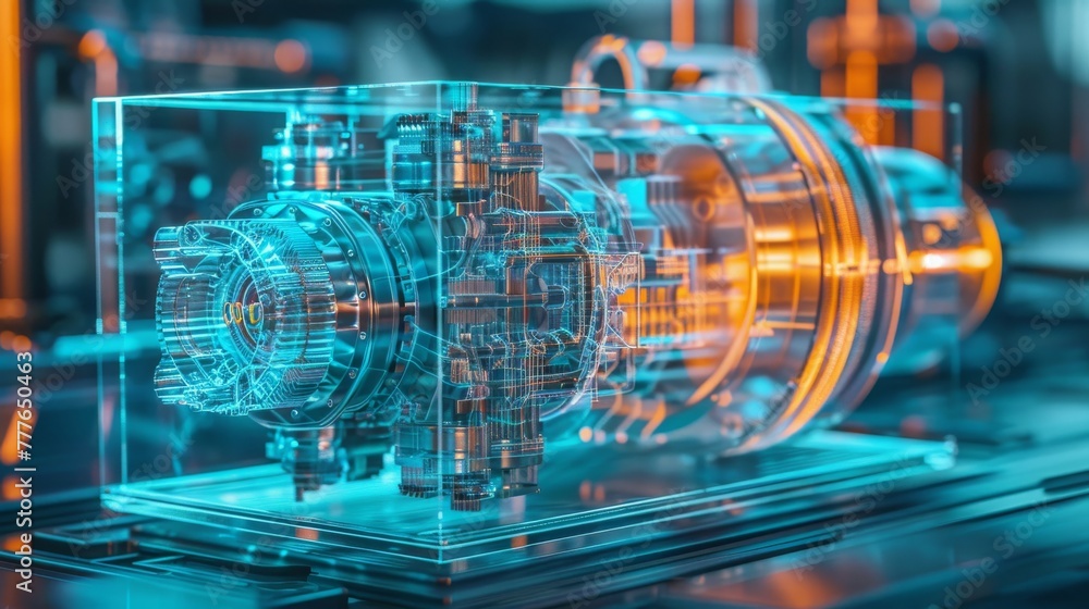 An industrial engine transparent modern high-tech centrifugal electric ...