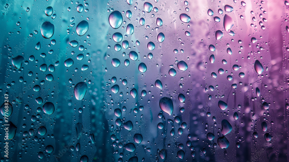Raindrop Symphony on Glass - Gradient Blue to Purple Hue for Serene ...