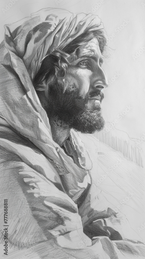 A sketch of Jesus looking at Jerusalem with compassion and sadness. A ...