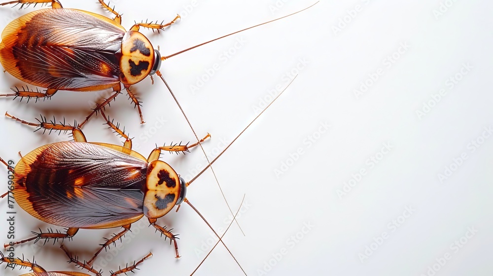 Cockroaches on white background. Top view of cockroaches. Pest insects ...
