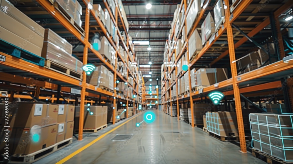 warehouse where P-IoT sensors monitor access and movement ...