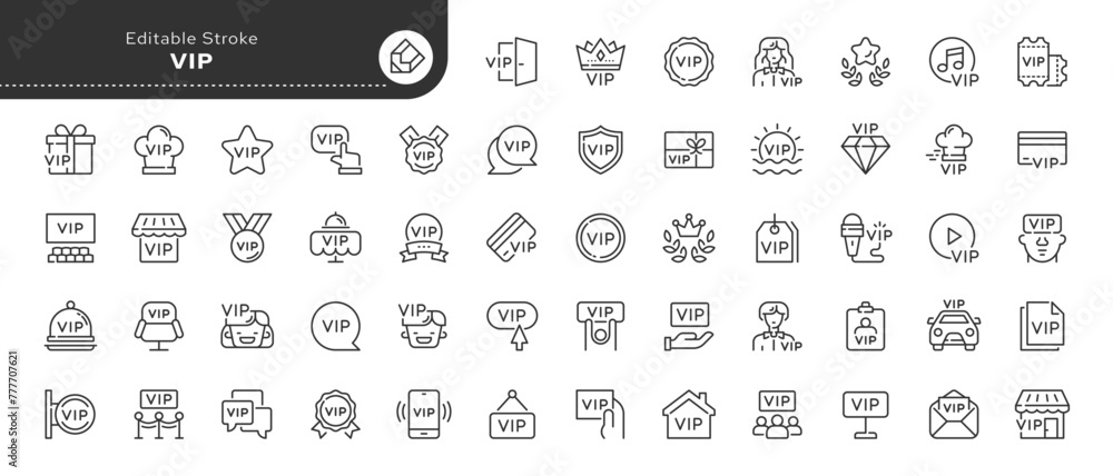 Set of line icons in linear style. Series - VIP. Very important person ...
