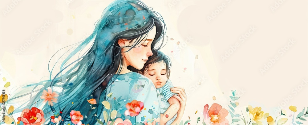 Mother and child love clipart, Mother's day concept, mom daughter ...