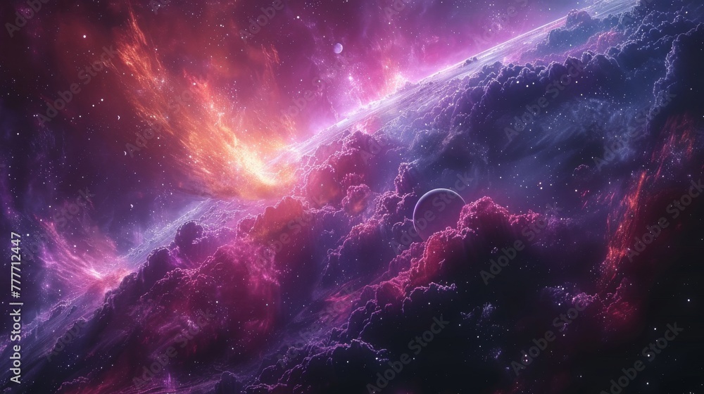 Animated 3D Space Nebula with stars and planets for screensavers. Stock ...