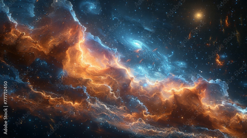 Animated 3D Space Nebula with stars and planets for screensavers. Stock ...