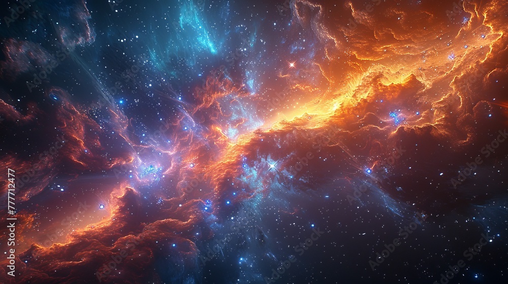 Animated 3D Space Nebula with stars and planets for screensavers. Stock ...