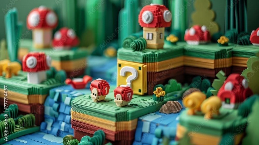 quilling paper art piece that pays homage to retro gaming, featuring ...