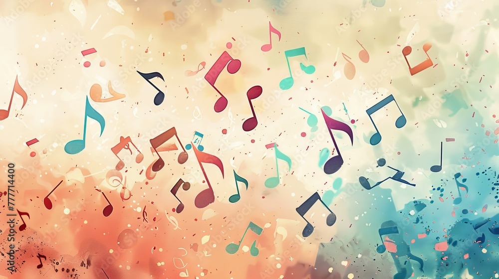 visual melody of pastel musical notes floating across a soft, muted ...
