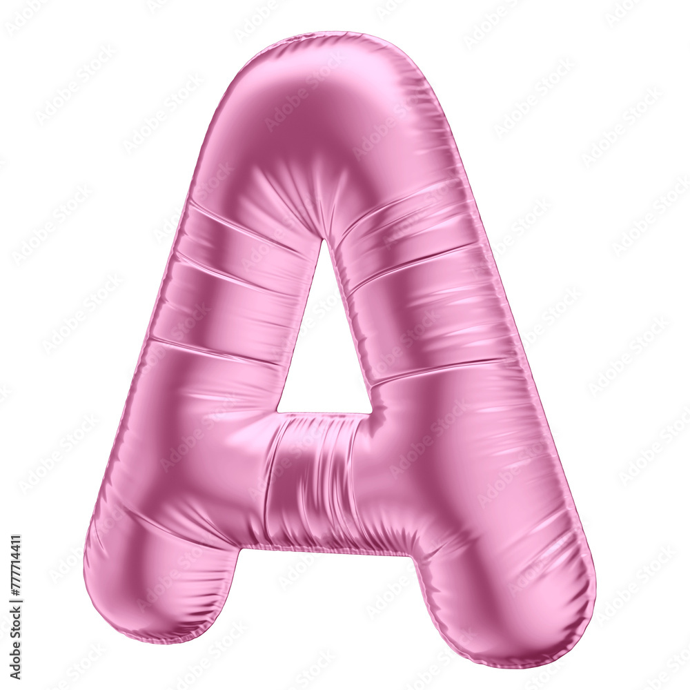 3D Pink Balloon Letter A Symbol for Celebrations with Transparent ...