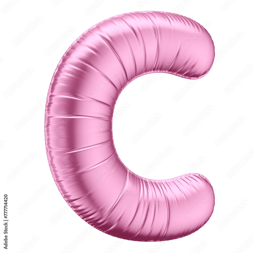 3D Pink Balloon Letter C Symbol for Celebrations with Transparent ...