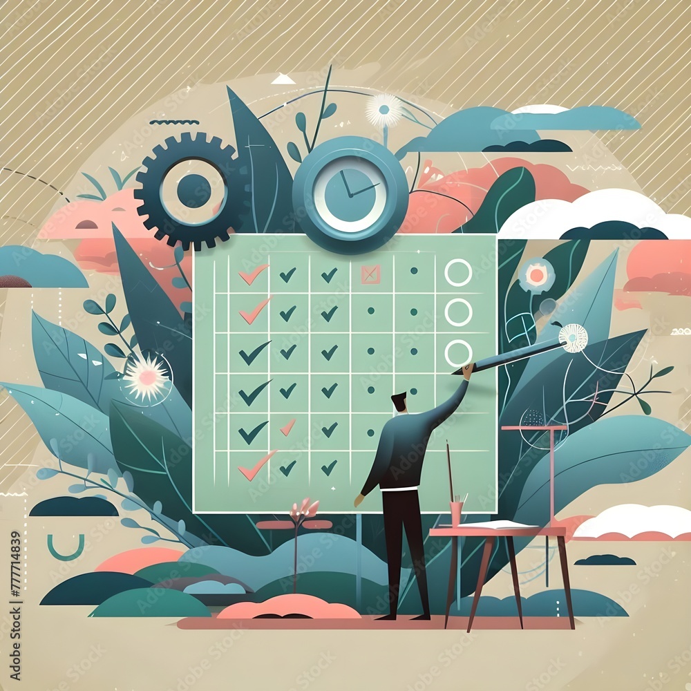 concept of person in charge is arranging the schedule, the picture has ...