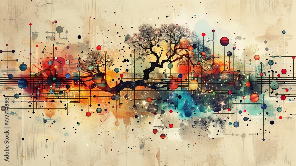 mind map bursting with interconnected concepts and ideas, illustrating ...