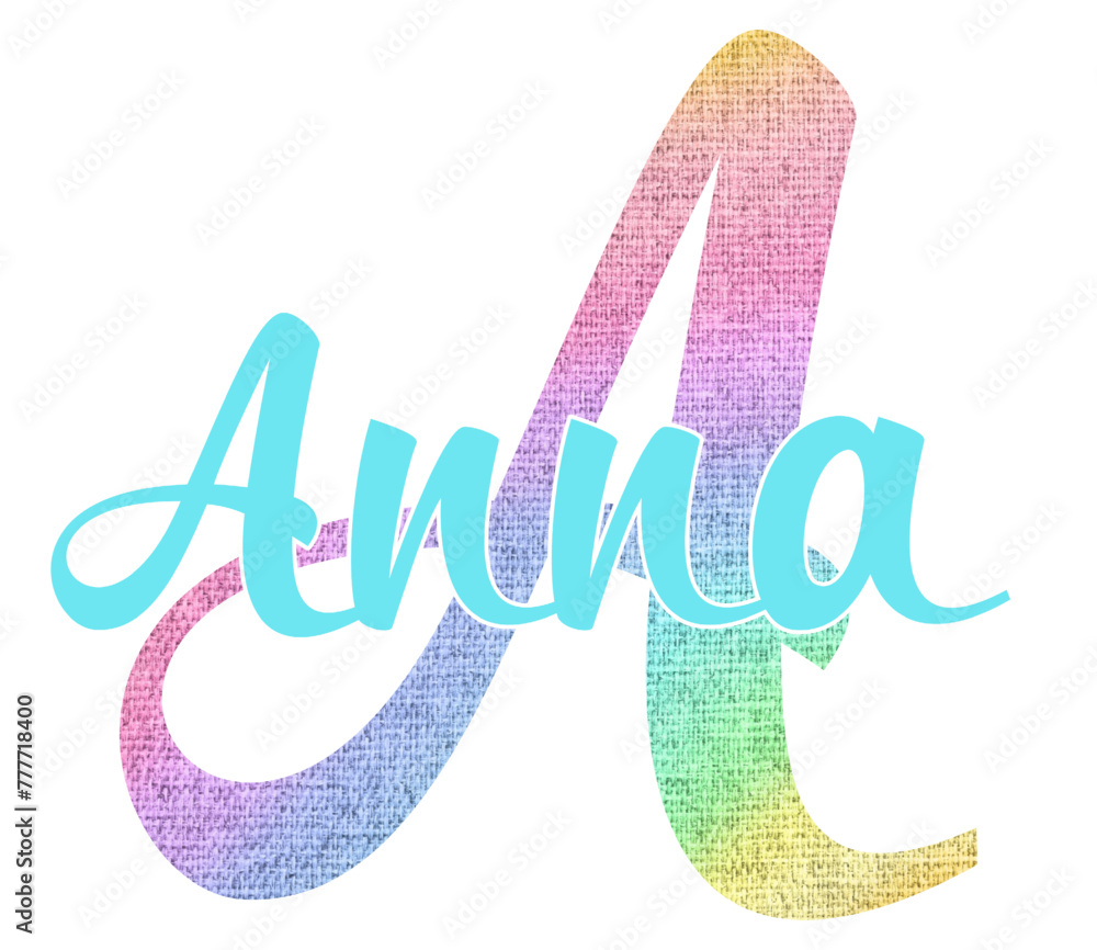 Anna - light blue color - name written -word ideal for websites, baby ...