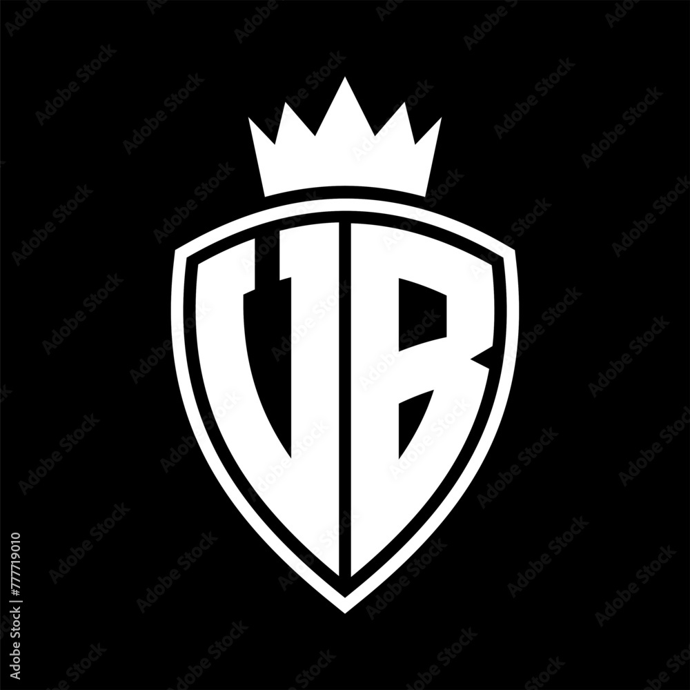 VB Letter monogram shield and crown outline shape with black and white ...