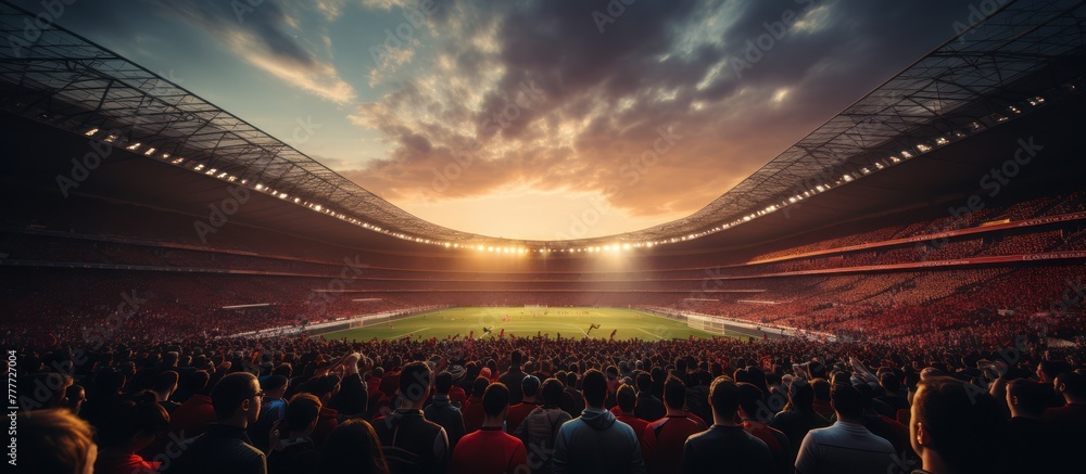 back view inside soccer stadium with Fans on stadium Stock Illustration ...