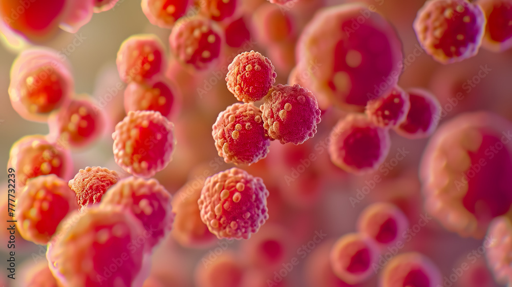 Staphylococcus (staph) is a group of bacteria under the microscope. 3d ...