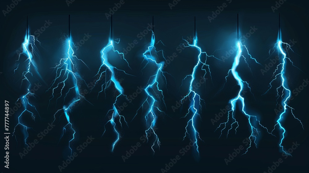 Animated lightning effects for games or videos. These vector graphics ...