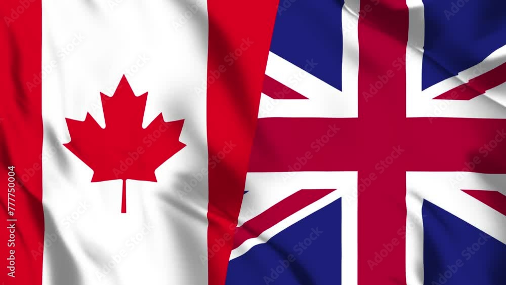 Vidéo Stock Canada and UK Flag waving in loop and seamless animation ...