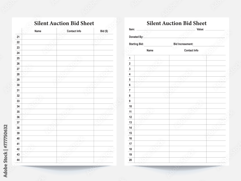 silent auction bid sheet template,silent auction template,auction ...