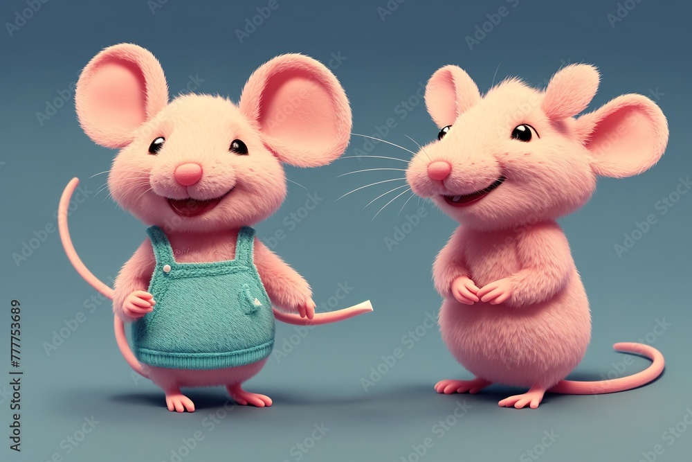 Two cartoon mice standing next to each other, one wearing a pink dress ...