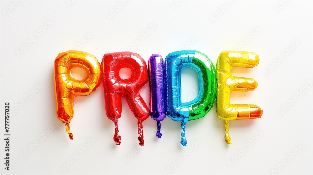 Pride in Rainbow Balloon Letters, Large Capitalized Letters in Fun Font ...