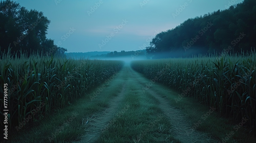 Rural Field Road Landscape, Morning Dawn Agriculture Backdrop, Sunset ...