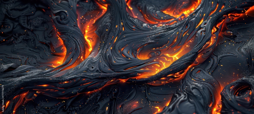 Capture the fluid and dynamic textures inspired by lava flow, adding a ...