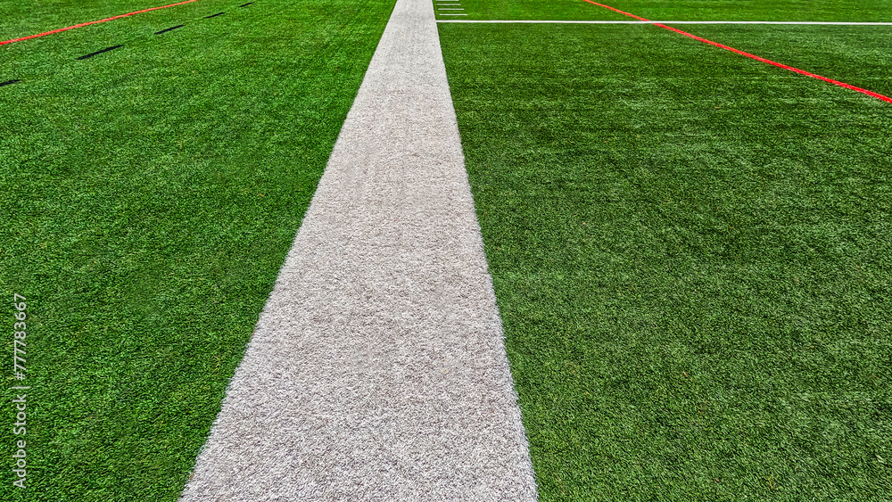 Football Field Turf. Bright green turf football field surface with ...